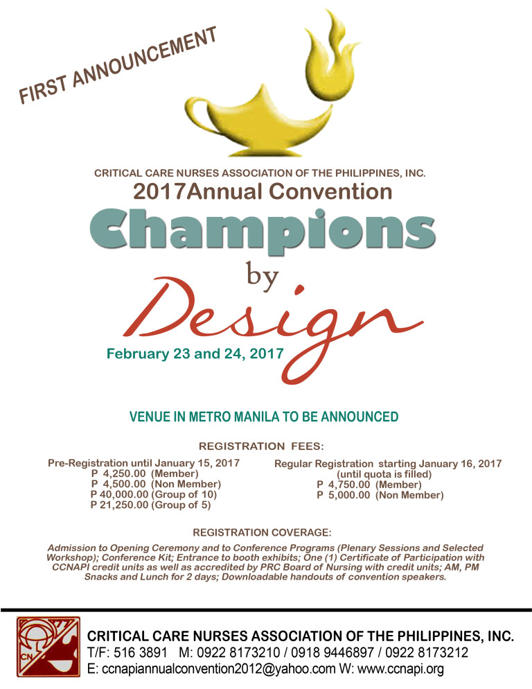 First Announcement: 2017 CCNAPI Annual Convention